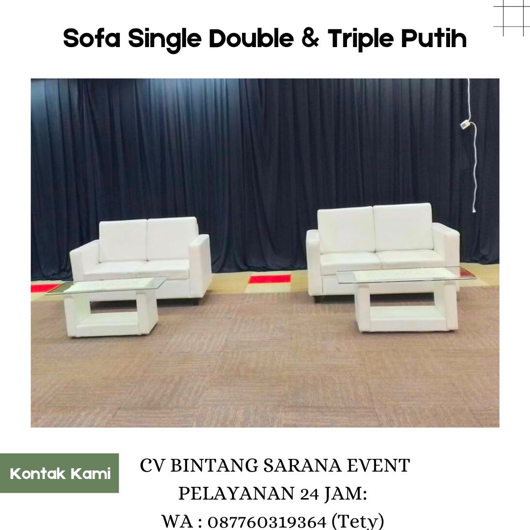 Tempat Sewa Sofa Single Double & Triple Putih Jakarta