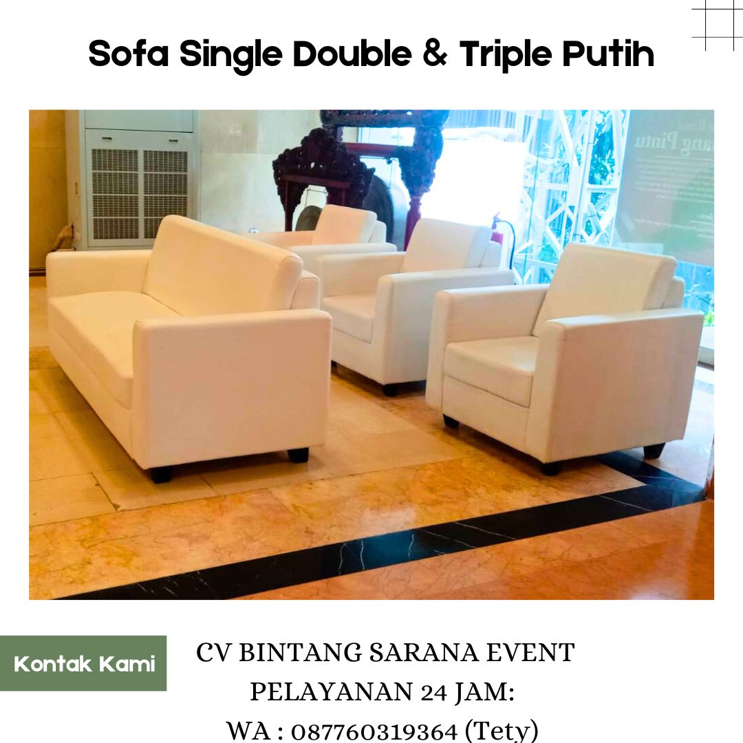 Tempat Sewa Sofa Single Double & Triple Putih Jakarta