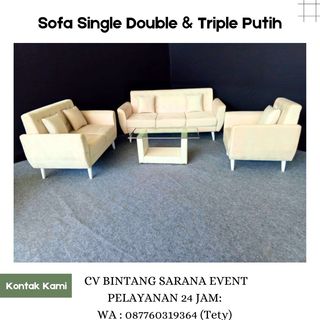 Tempat Sewa Sofa Single Double & Triple Putih Jakarta